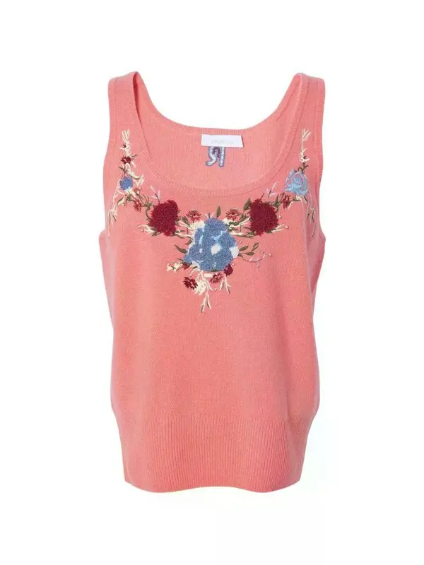 Rabanne Sleeveless Floral Embroidered Sweater - Pink