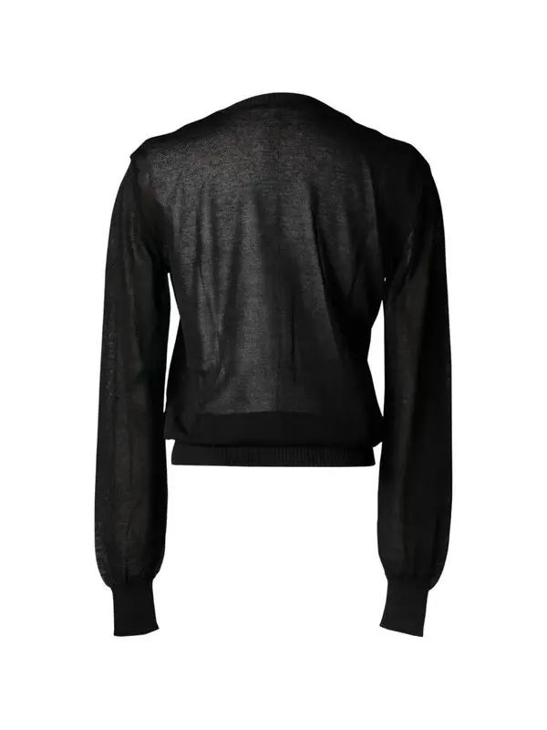 PUSHBUTTON Buttoned Sweater With Pleated Bib - Black