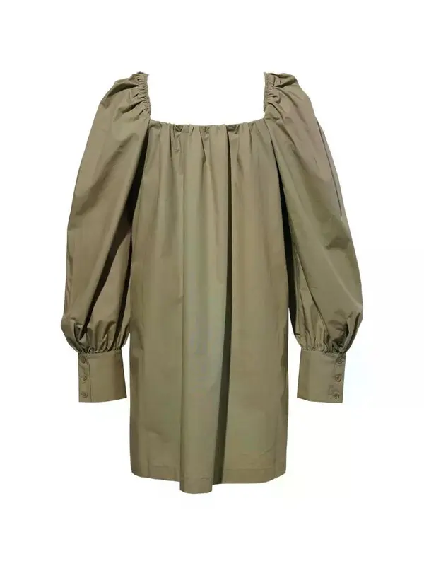 PUSHBUTTON Squared-neck Puff-sleeve Mini Dress