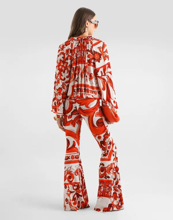 Dolce & Gabbana Majolica-print Organza Trousers