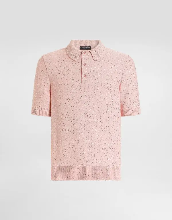 Dolce & Gabbana Silk Polo Shirt With Sequins