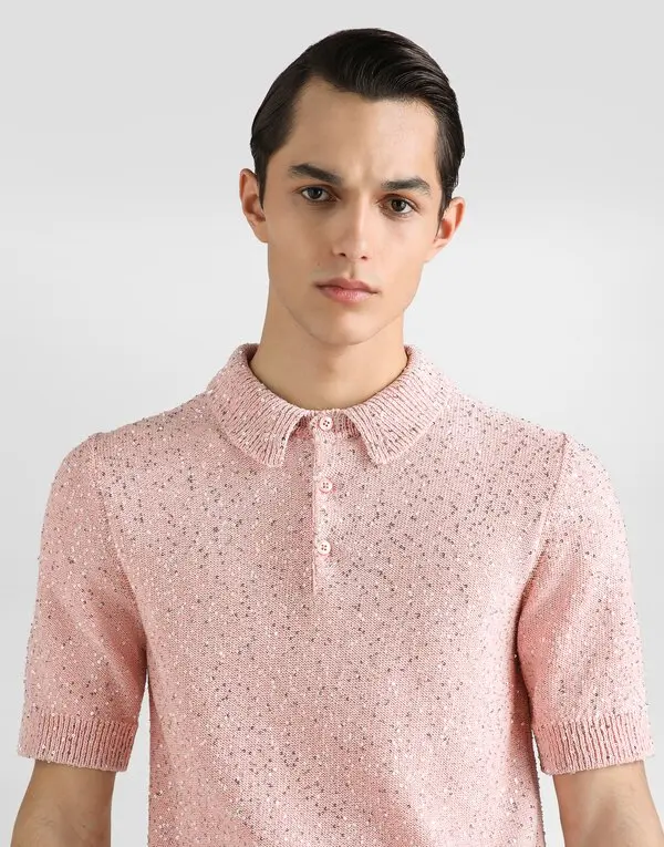 Dolce & Gabbana Silk Polo Shirt With Sequins