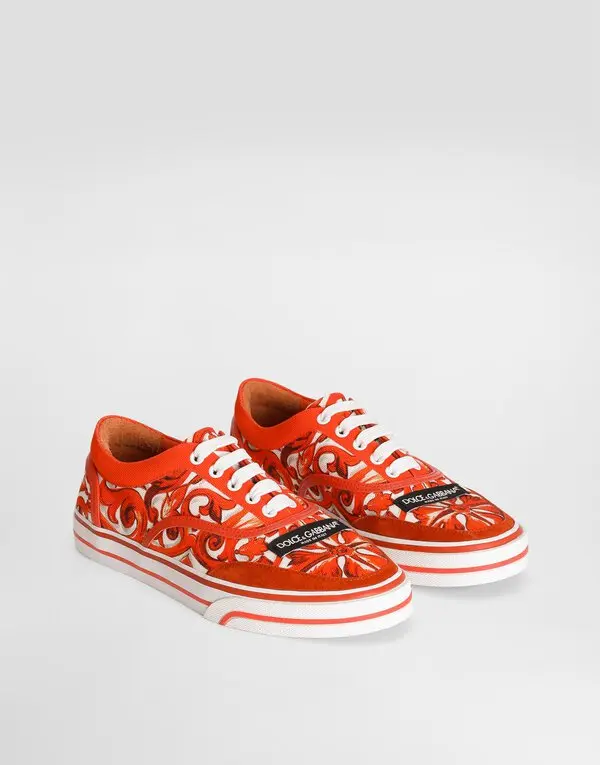 Dolce & Gabbana Majolica Print Canvas Low Top Sneakers