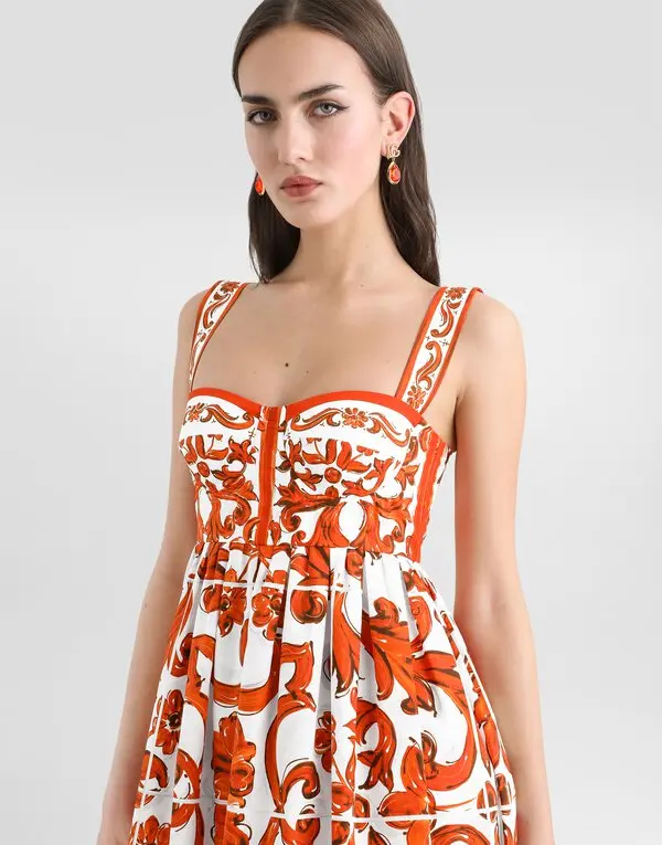 Dolce & Gabbana Majolica-print Poplin Short Dress