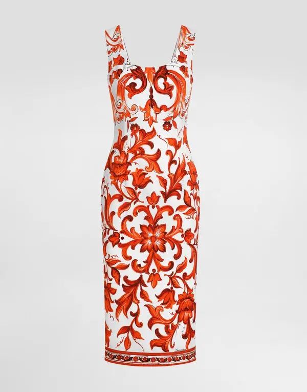 Dolce & Gabbana Majolica-print Charmeuse Dress