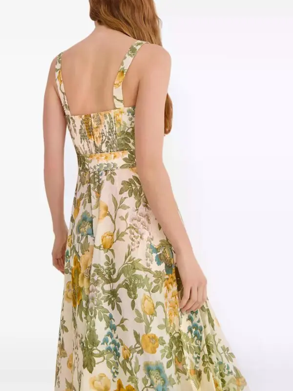 Cara Cara Floral Print Sweetheart Neck Belted Midi Dress