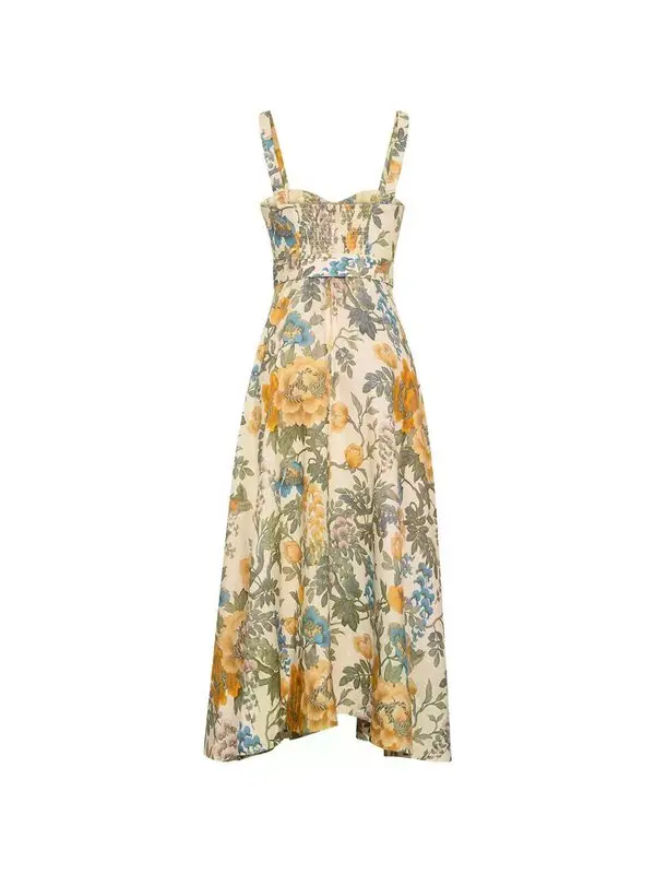 Cara Cara Floral Print Sweetheart Neck Belted Midi Dress