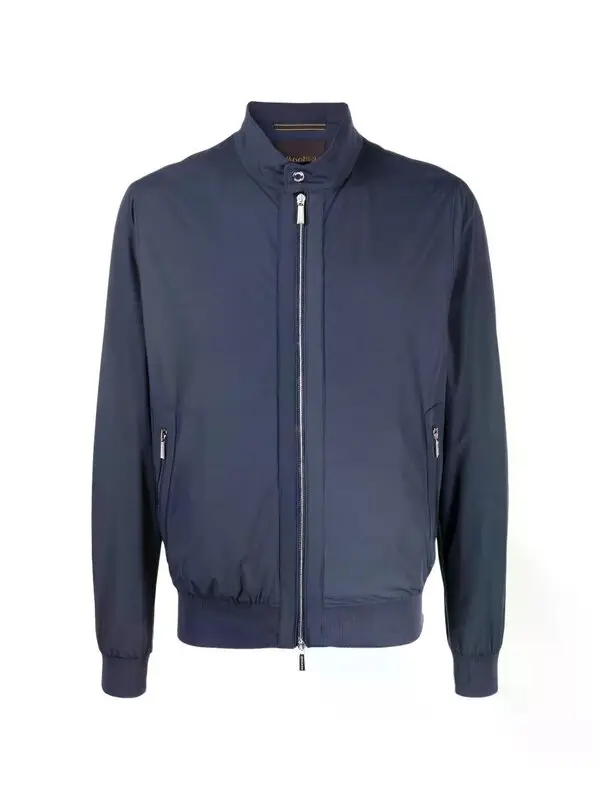 MOORER High-neck Zip-up Jacket - Blue