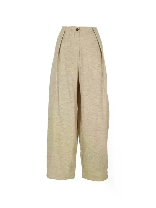 EMMA E GAIA Pleated Wide-leg Trousers - Neutrals