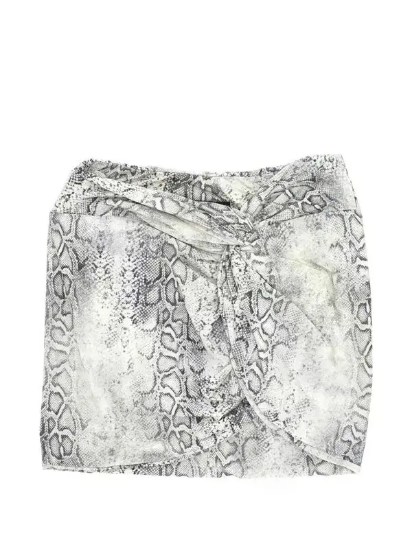 Federica Tosi Snake-print Knotted Mini Skirt - White