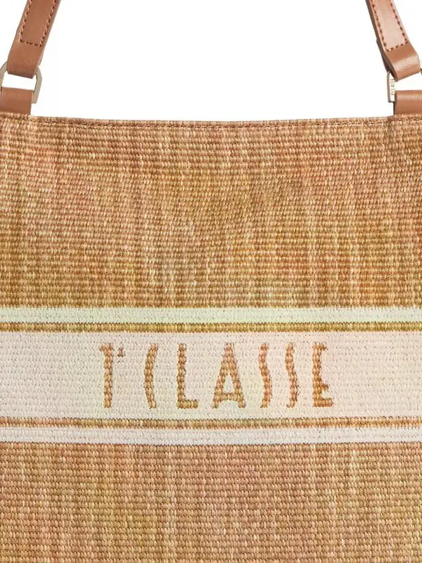 ALVIERO MARTINI 1° CLASSE Alviero Martini 1a Classe Raffia Effect Logo Embroidered Tote Bag