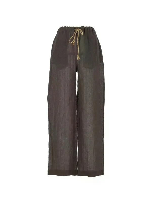 120% Lino Gauze High-waisted Trousers - Grey
