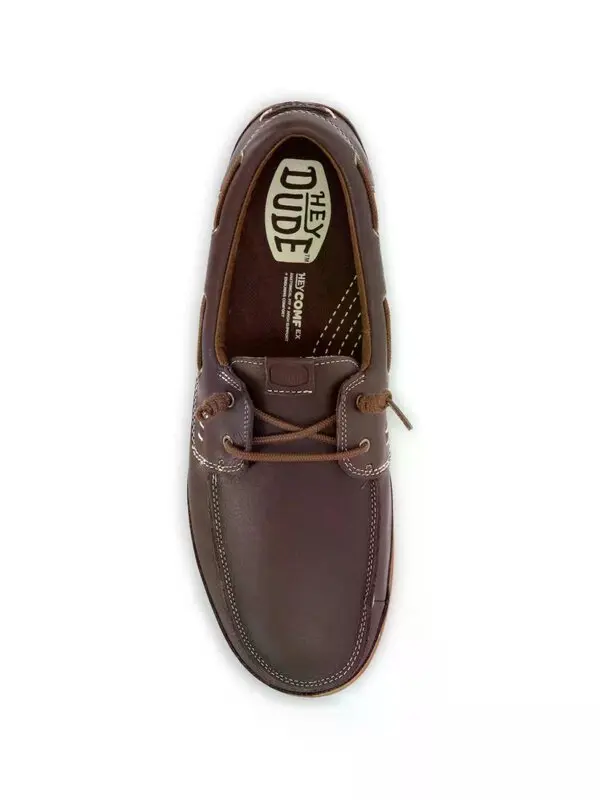 HEY DUDE Leather Lace-up Boat Shoes