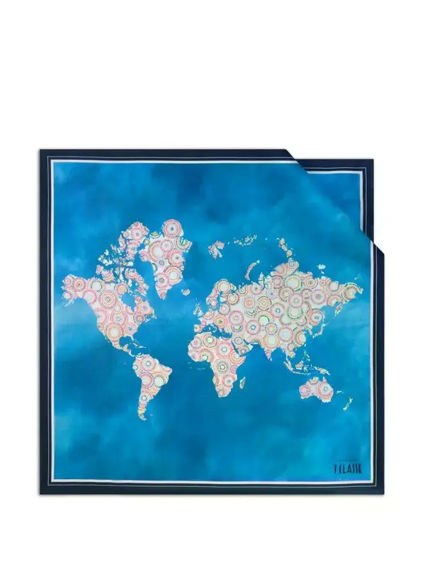 ALVIERO MARTINI 1° CLASSE Geo Dots Square Scarf - Blue