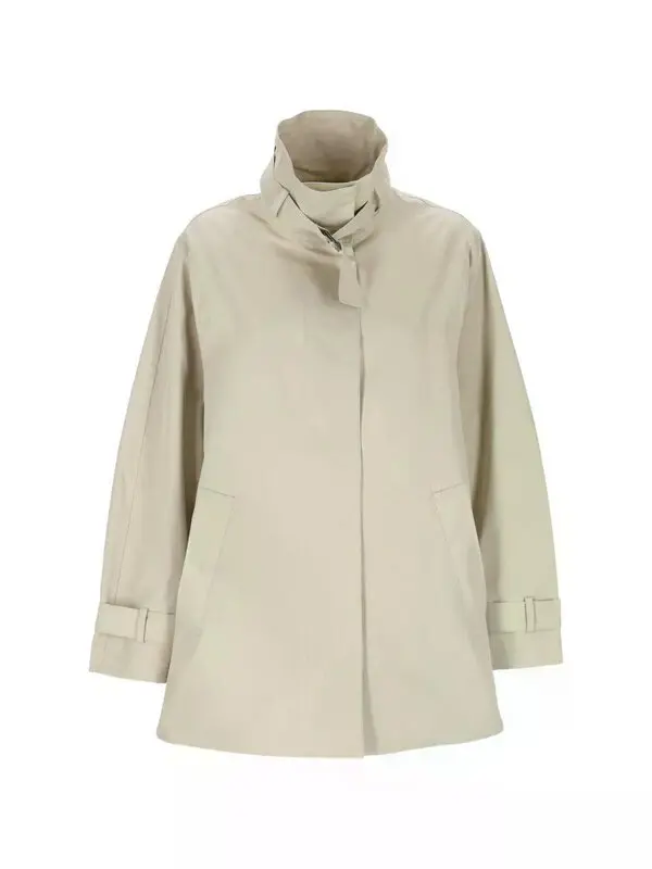 EMMA E GAIA High Neck Coat With Buckle Fastening - Neutrals