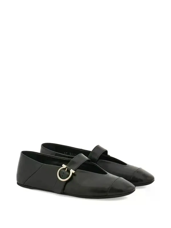 FERRAGAMO Gancini Strap Ballet Flats - Black