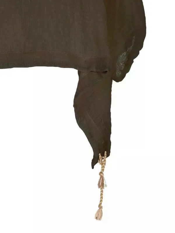 120% Lino Cropped Blouse With Tassel Detail