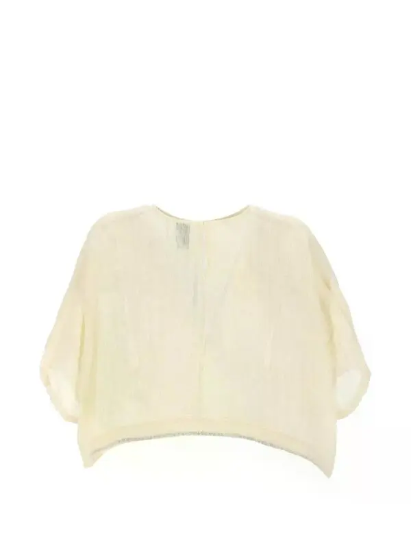 120% Lino Asymmetrical Hem Top With Tassel Detail