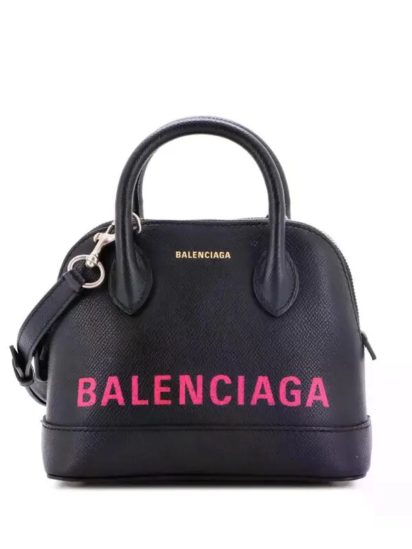 Balenciaga Logo Ville Leather Xxs Crossbody Bag - Black