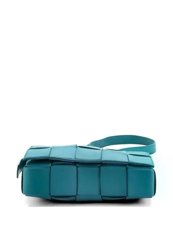 Bottega Veneta Cassette Maxi Intrecciato Leather Crossbody Bag - Blue