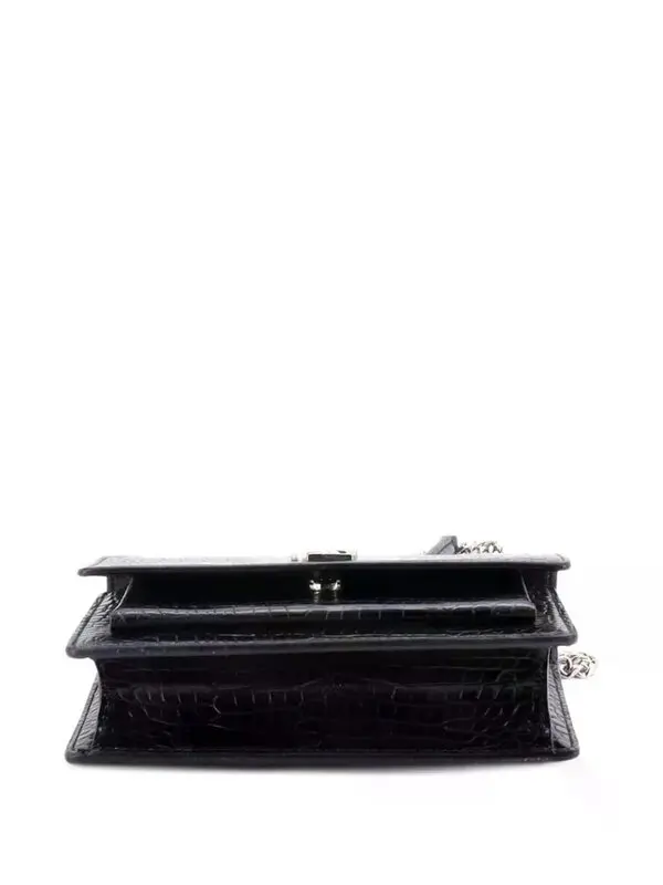 Saint Laurent Sunset Chain Wallet Crocodile Embossed Leather Crossbody Bag