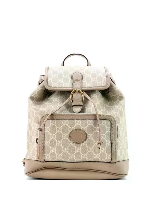 Gucci Interlocking G Patch Drawstring Flap Backpack