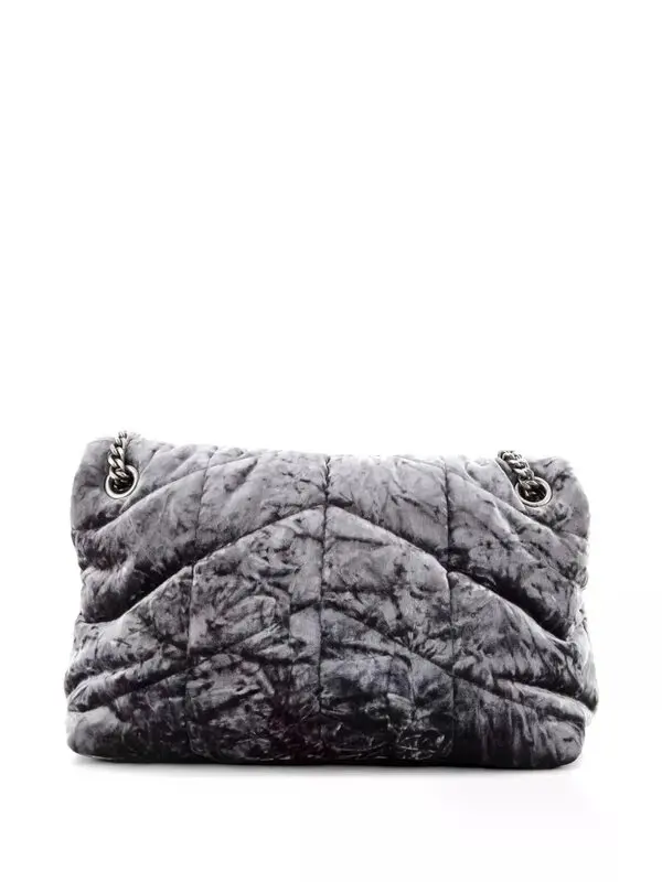 Saint Laurent Loulou Puffer Quilted Velvet Small Shoulder Bag - Grey