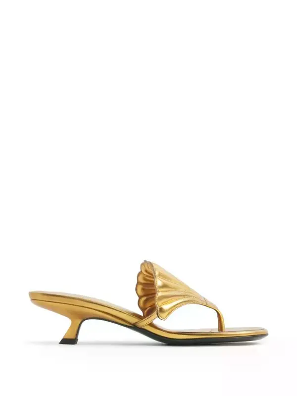 MUGLER Shell-detail Sandals - Gold