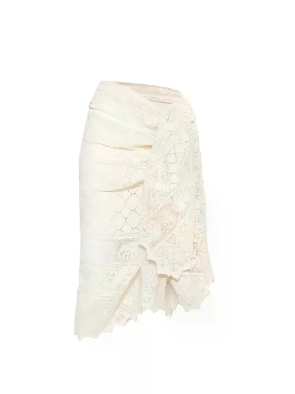Zimmermann Embroidered Woven Pareo Skirt - Neutrals