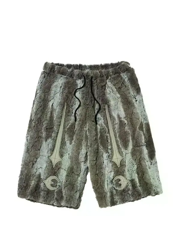 THUG CLUB Tc Bone Faux-fur Shorts - Grey