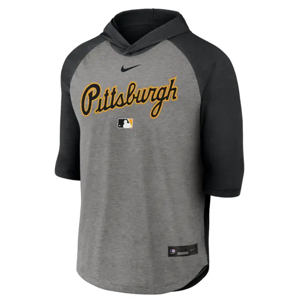 Nike Pittsburgh Pirates Authentic Collection Flux Dri-fit Mlb 3/4-sleeve Hooded T-shirt - Black
