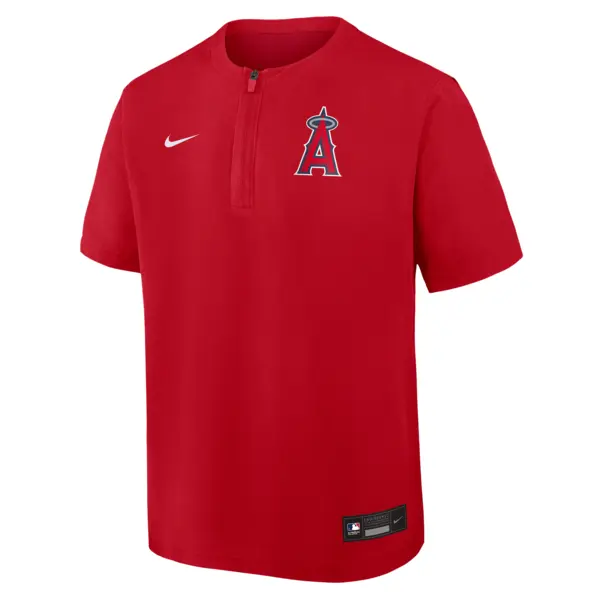 Nike Los Angeles Angels Dri-fit Mlb 1/4-zip Short-sleeve Windshirt - Red