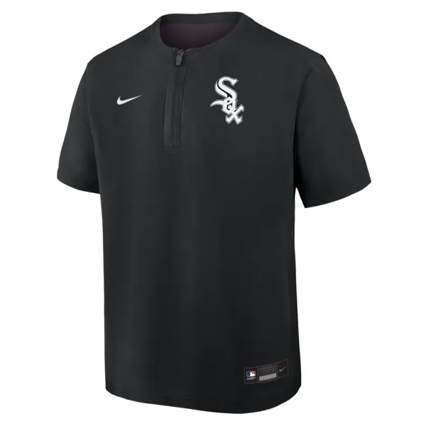 Nike Chicago White Sox Authentic Collection Dri-fit Mlb 1/4-zip Short-sleeve Windshirt - Black