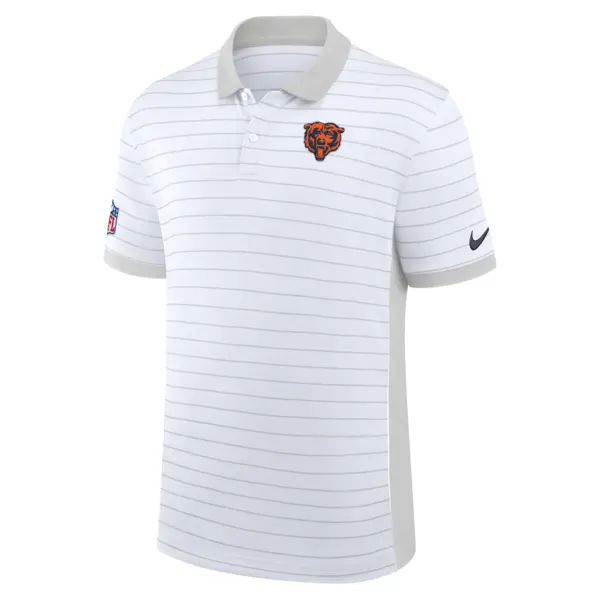 Nike Chicago Bears Sideline Victory Stripe Dri-fit Nfl Polo - White