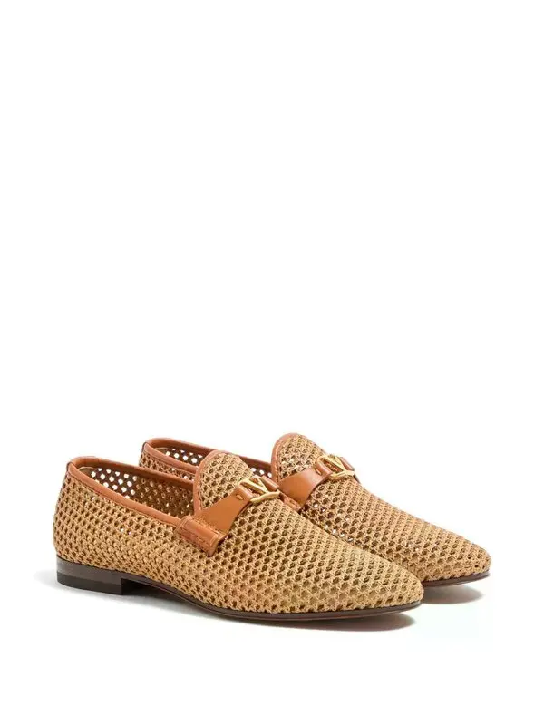 Valentino Garavani Wolfe Loafers In Woven Raffia
