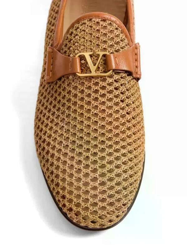 Valentino Garavani Wolfe Loafers In Woven Raffia