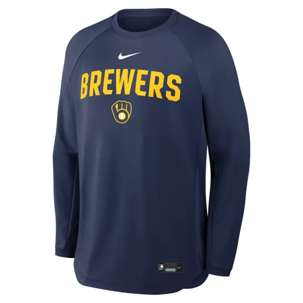 Nike Milwaukee Brewers Authentic Collection Dri-fit Pullover Crew