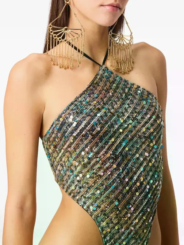 Missoni Sequin Embellished Halterneck Swimsuit - Black