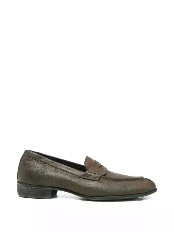 Guidi Distressed-effect Penny Loafers