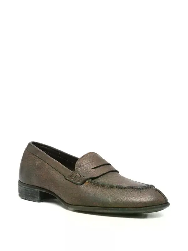 Guidi Distressed-effect Penny Loafers