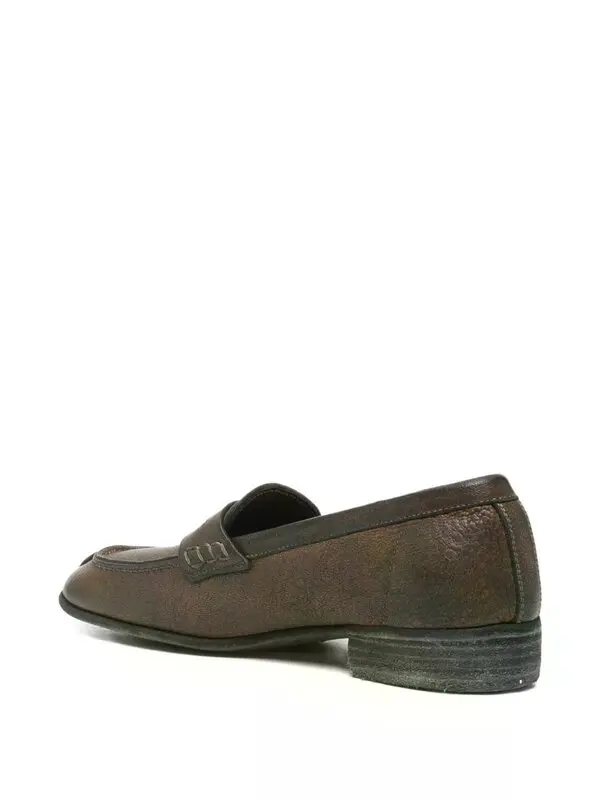 Guidi Distressed-effect Penny Loafers