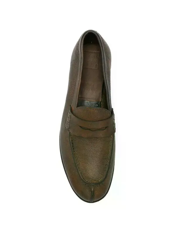 Guidi Distressed-effect Penny Loafers