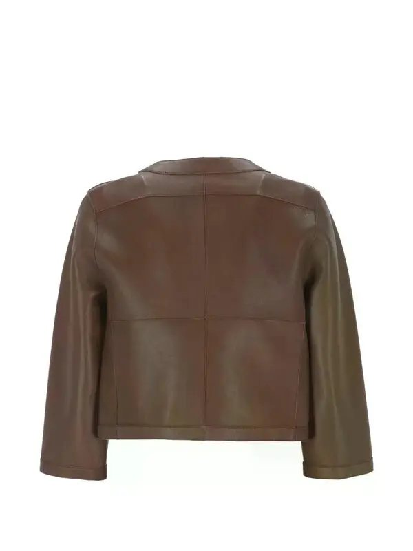 THE JACKIE LEATHERS Collarless Leather Jacket