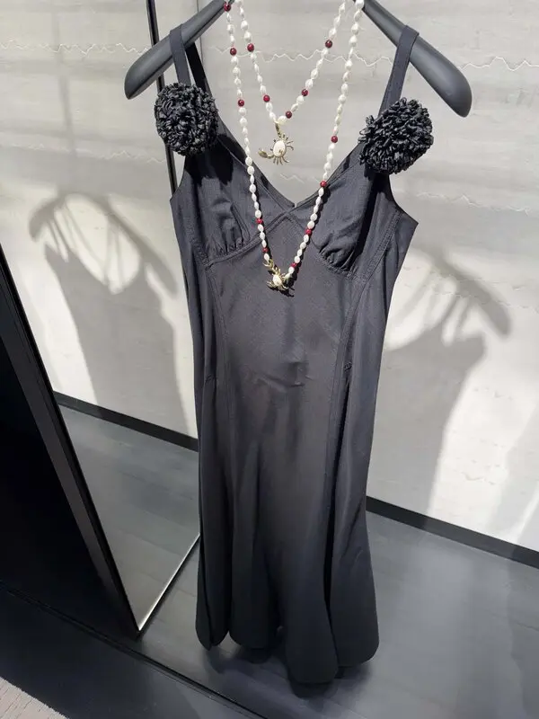 Chanel Coco Beach Dress With Floral Straps - Black