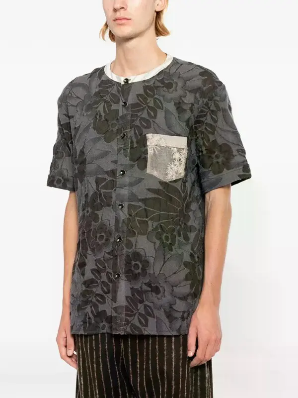 COMMUNS Floral-print Collarless Shirt