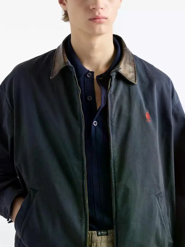 Prada Cotton Jacket With Leather Details