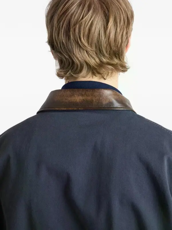 Prada Cotton Jacket With Leather Details