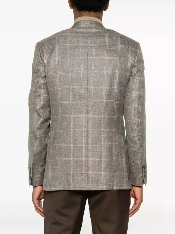 Canali Check-pattern Single-breasted Blazer - Grey