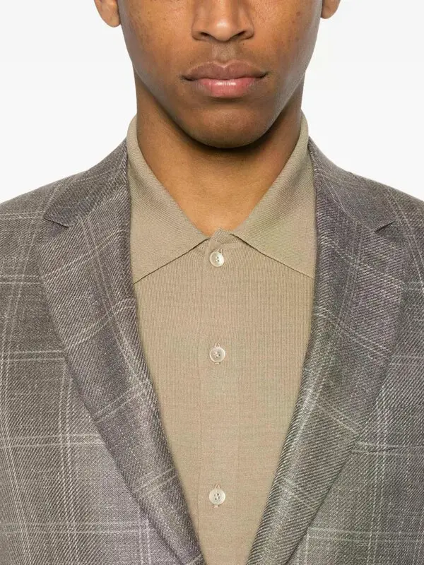 Canali Check-pattern Single-breasted Blazer - Grey