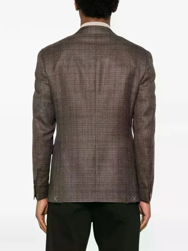Canali Check-pattern Single-breasted Blazer - Brown